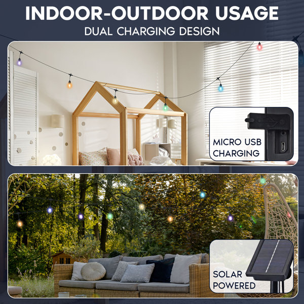 Arlmont & Co. Serle Outdoor 15 - Bulb 420'' Solar Powered LED String Light | Wayfair